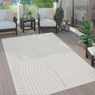 Paco Home Paco Home - Outdoor Teppich wetterfest Boho & Skandi 3D-Optik f&uuml;r Terrasse, Balkon & Garten 200x280 cm, Creme 4