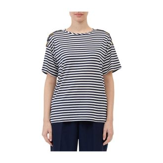 Ermanno Scervino Gestreiftes T-Shirt mit Schulterapplikationen - - Tops - Damen - Mehrfarbig - S