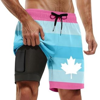 Generic Maillot de bain d&eacute;t&eacute; &agrave; manches courtes pour homme avec imprim&eacute; animal Capybara Mental State, Rose, XXL