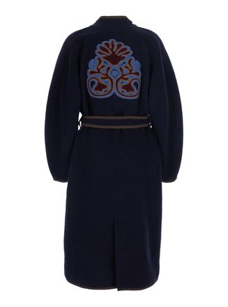 Bazar Deluxe Womens Coat With Embroidery - Blue
