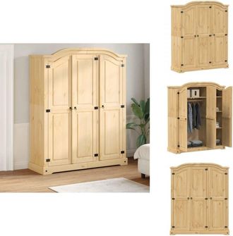 vidaXL Kleiderschrank Corona 151,5x52x186 cm Massivholz Kiefer - Holzschranks - Kleiderschrank - Massivholzkleiderschrank - Kiefernschrank - Korona