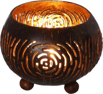 Guru Shop Exotisches Kokosnuss Teelicht - Modell 3, Size:klein (8x10 cm)