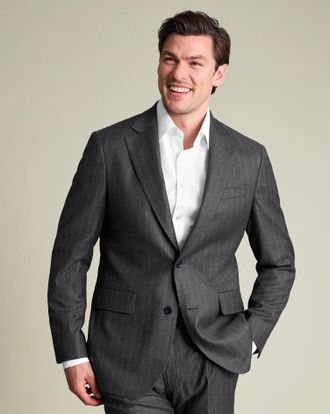 CHARLES TYRWHITT Italienisches Anzugsakko aus Flanell - Anthrazit