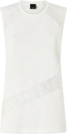 Pinko Pinko, Femme, Tops, Blanc, Taille: 38 FR Molly Knit Sleeveless Top