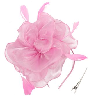 Dreshow Damen Fascinators Hut Cocktail Party Tee Kopfbedeckung Blume Mesh Organza B&auml;nder Federn auf Einem Stirnband