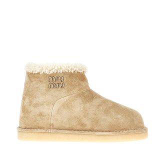Miu Miu Suede leather ankle boots with logo Woman 36