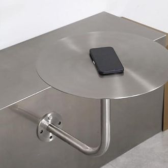 Generic Table de pub ronde moderne - Table de cocktail murale avec plateau en acier inoxydable pour &eacute;conomiser de lespace