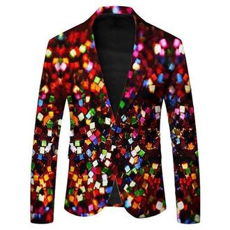 Generic Veste pour homme - Aspect paillettes - Impression &agrave; paillettes - Coupe ajust&eacute;e - Costume de f&ecirc;te disco - Pour carnaval, mariage et sc&egrave;ne (pas de v&eacute;rit