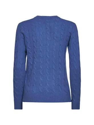 Polo Ralph Lauren Womens Cable-Knit Wool-Cashmere Sweater Blue