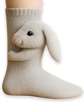 Generic 1 paire de chaussettes en tricot pour femme Motif paresseux des Highlands vache frappante, lapin, Taille unique