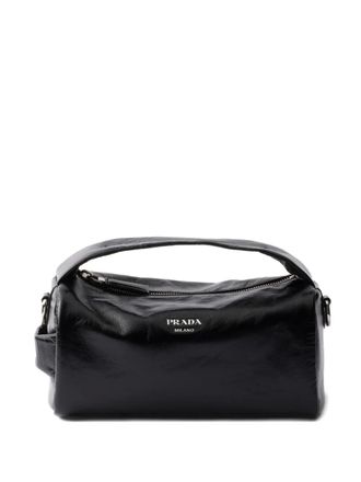 Prada sacoche en cuir &agrave; logo - Noir