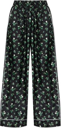 Dolce & Gabbana Femme, Pantalons, Noir, Taille: 40 FR Pantalon en Twill de Soie &agrave; Imprim&eacute; Floral