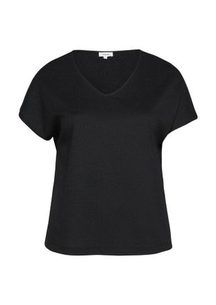 s.Oliver Kurzarmshirt T-Shirt Strukturiertes V-Neck-T-Shirt im Relaxed Fit