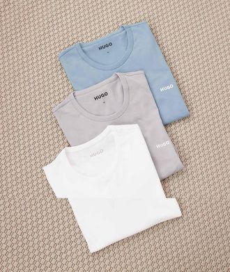 HUGO BOSS HUGO Red - Lot de 3 t-shirts confort - Blanc, bleu et gris-multicolore