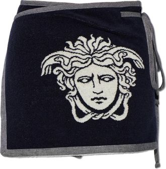 Versace Femme, Maillots de bain, Bleu, Taille: ONE Size Jupe de plage en coton &eacute;ponge