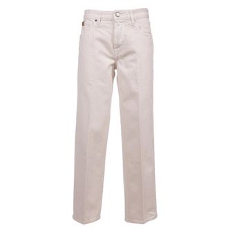 Jacob Cohen Baumwollhose mit 5 Taschen und Logoknopf - - Trousers - Damen - Beige - W28