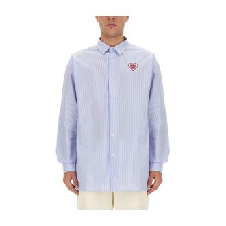 Family Fir$t Milano Gesticktes Logo Gestreiftes Hemd - - Shirts - Herren - Blau - XL