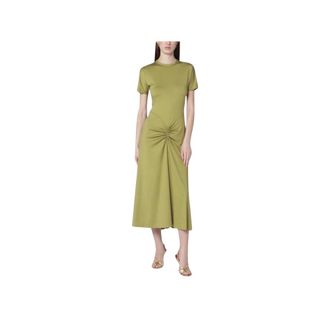 Victoria Beckham Robe Mi-longue Fronc&eacute;e - Femme - Robes - Vert - Taille: 38 FR