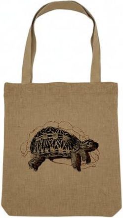 Fabulous Sac Shopping Tote Bag Aspect Lin - Tortue Minimaliste Biologie Illustration Ancienne - Sac de Courses Toile Epaisse 360g Beige Naturel Cabas Port&eacute; Epa