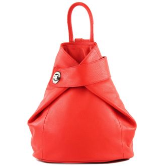 modamoda.de T179 - ital: Damen Rucksack Tasche aus Leder, Farbe:Hellrot