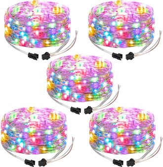 Generic Ws2812B Ic RGB LED-Lichterkette, 50 LEDs, Kupferdraht, dimmbar, programmierbar, wasserdicht, f&uuml;r Partys, Outdoor, Hochzeiten, 5 St&uuml;ck
