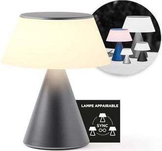 Lexon Lampe de chevet LED LUMA L, Grande lampe de table sans fil tactile avec variateur dintensité et synchronisation multi lampes, 9 couleurs de lumière re
