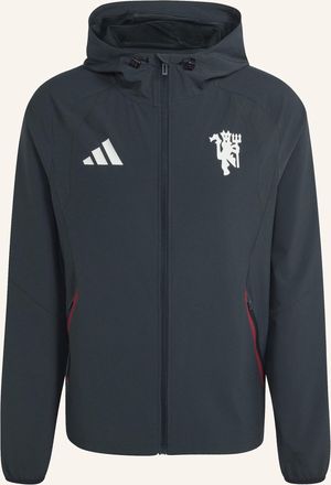 adidas Machchester United Tiro Travel Windbreaker, Durchgehender Reissverschluss gruen