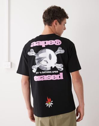 Aape By A Bathing Ape x Erased - Kastiges T-Shirt in Schwarz