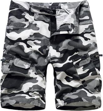 Missmao Shorts et Bermudas Cargo Homme Casual de Travail Outdoor Décontracté Elastique Grande Taille avec 6 Poches Short Jogging Sport Short Militaire,Gris Ca