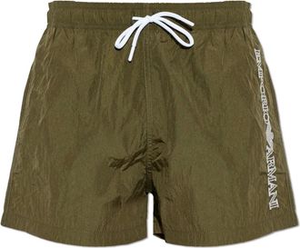 Emporio Armani Homme, Maillots de bain, Vert, Taille: L Shorts de bain avec logo brod&eacute;