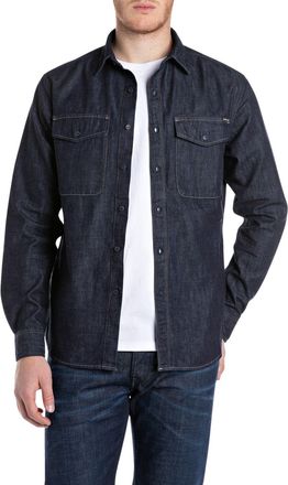 Replay Herren Jeanshemd mit Brusttaschen, Dark Blue 007 (Blau), XXL