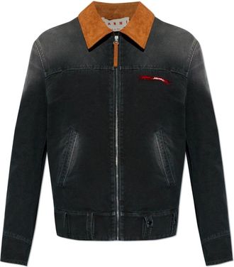 Marni Homme, Vestes, Noir, Taille: XL Veste en jean avec &eacute;cusson logo
