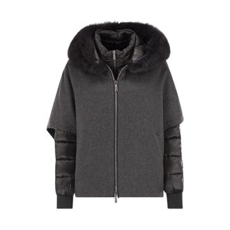 Moorer Kurzer Cape mit abnehmbarer Daunenjacke - - Jackets - Damen - Grau - M
