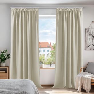Deconovo Verdunkelungsvorhang Blickdicht Vorhang mit Kräuselband Gardine für Balkontür dicke Thermogardine Kälteschutz warm Hitzeschutz, 160x132cm(HöhexBreite)