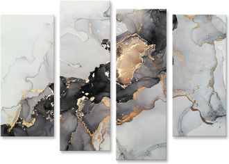 Islandburner Wandbild Luxus Abstrakte Flüssigkunst Marmor Gold auf Leinwand Bilder Bild Poster