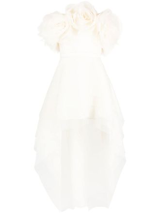 Ana Radu robe à appliques fleurs - Blanc