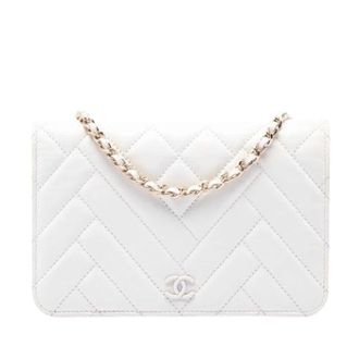 Chanel Pre-owned Portefeuille &agrave; cha&icirc;ne matelass&eacute; - Femme - Pre-owned - Blanc - Taille: ONE Size