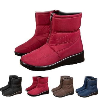 Generic Bottes de neige imperm&eacute;ables pour femme, chaudes et antid&eacute;rapantes, avec doublure en peluche, chaussures d&eacute;contract&eacute;es pour la marche, Rouge, 39.5 EU