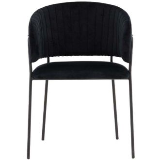 ebuy24 Selma Esszimmerstuhl mit Armlehne Velour schwarz