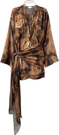 Andamane Femme, Robes, Brun, Taille: 40 FR Indira Lace-Up Wrapped Mini Dress