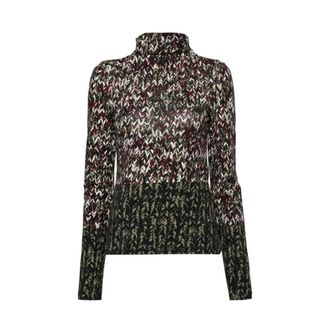 Loewe Femme, Pulls, Multicolore, Taille: 40 FR T-shirt &agrave; col montant et manches longues en coton avec motif brod&eacute;