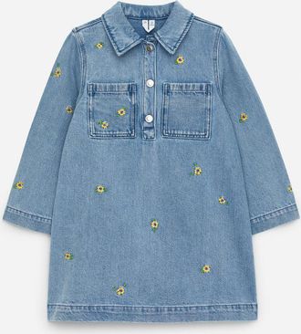 Arket Besticktes Denimkleid -Blau