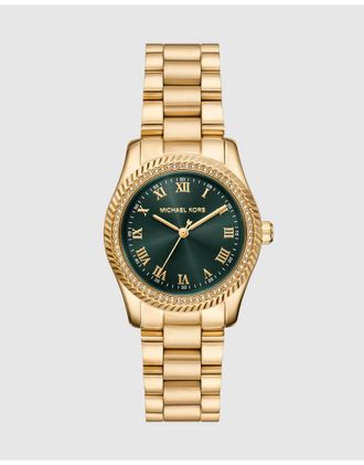 Michael Kors Lexington montre en acier inoxydable dor&eacute; &agrave; trois aiguilles