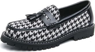 Generic Mocassins décontractés à enfiler en cuir pour homme - Style bateau - Tendance - Pour mariage - Noir, noir/blanc, 38 2/3 EU