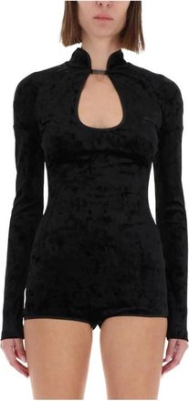 Versace Jeans Couture Femme, Tops, Noir, Taille: 34 FR Velvet Keyhole Long Sleeve Top
