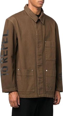 &Eacute;tudes Studio Homme, Vestes, Brun, Taille: L Veste en Denim Urbaine avec Dos Graphique