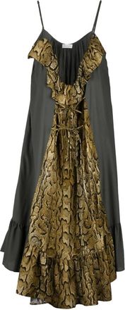 Dries Van Noten Robe Longuette en Cr&ecirc;pe - Femme - Robes - Vert - Taille: 36 FR