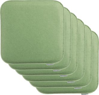 Brandsseller 6er Set Sitzkissen aus Filz 35x35x2 cm - Robuste Stuhlauflagen für innen und außen, eckiges Sitzpolster, strapazierfähiges Kissen für Stühle - Hellgrü