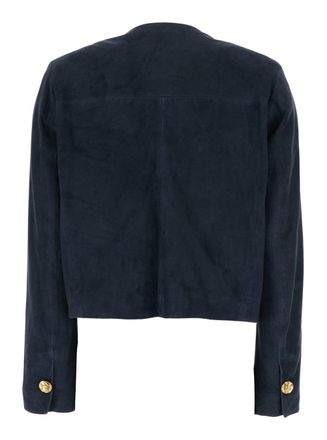 Arma Womens Jacket Lorenne Blue Suede Goat Leather Coat