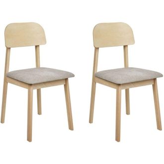 Beliani Esszimmerstuhl 2er Set SCANDIA Holz Taupe
